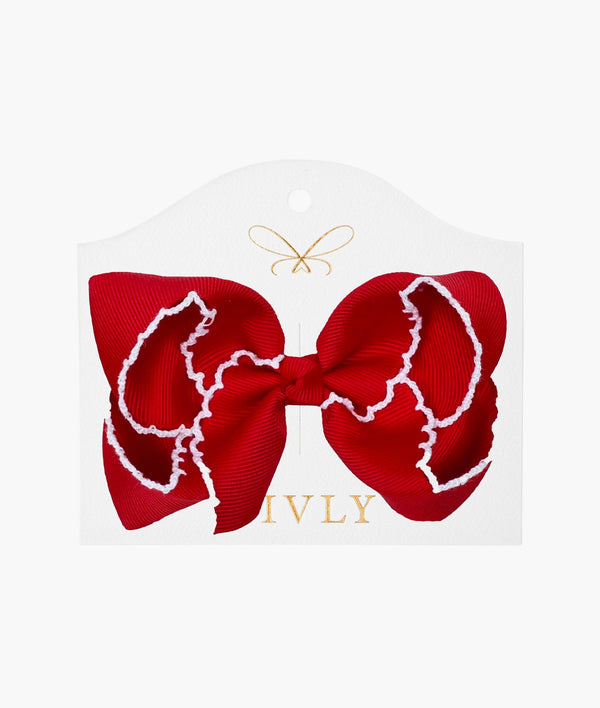 Large Picot Bow Scarlet